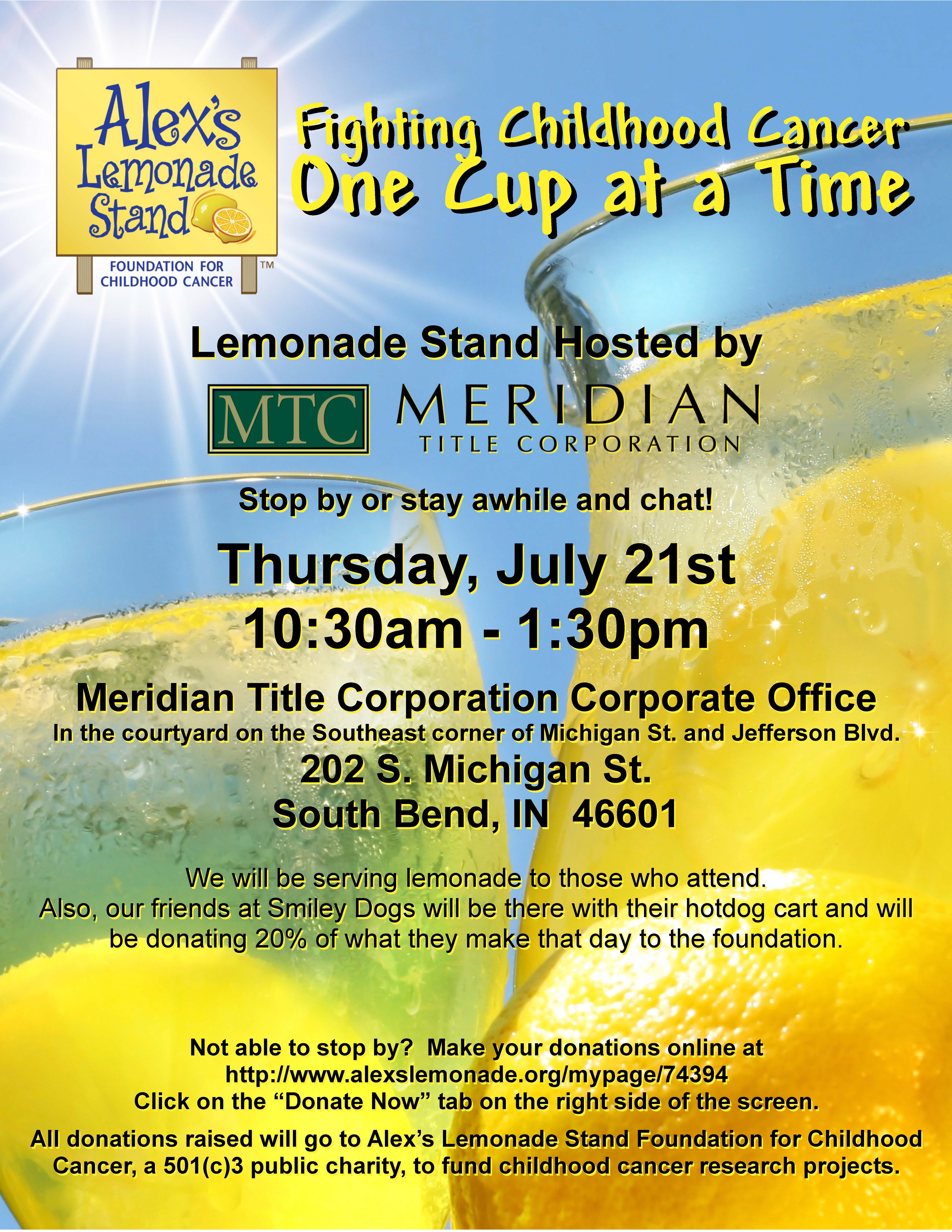 Alex's Lemonade Stand - Brought to you by Meridian Title Corporation ...